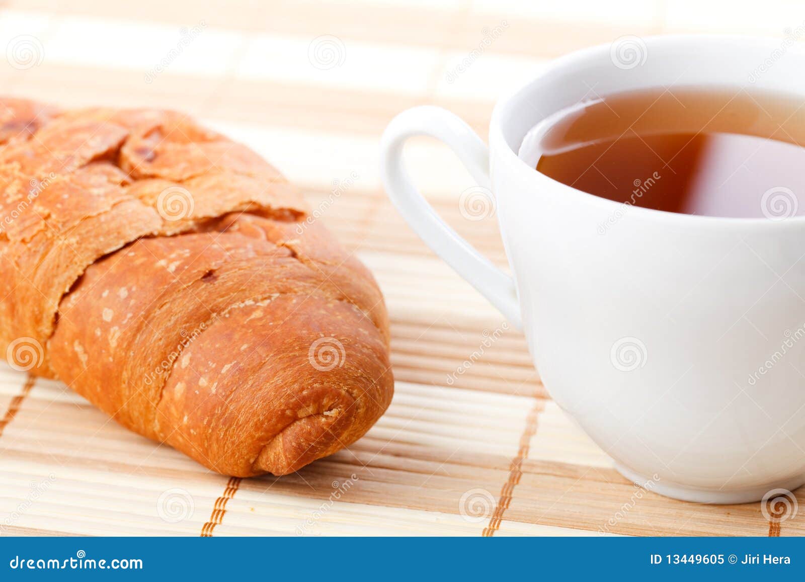 Croissant and tea stock image. Image of beverage, snack - 13449605