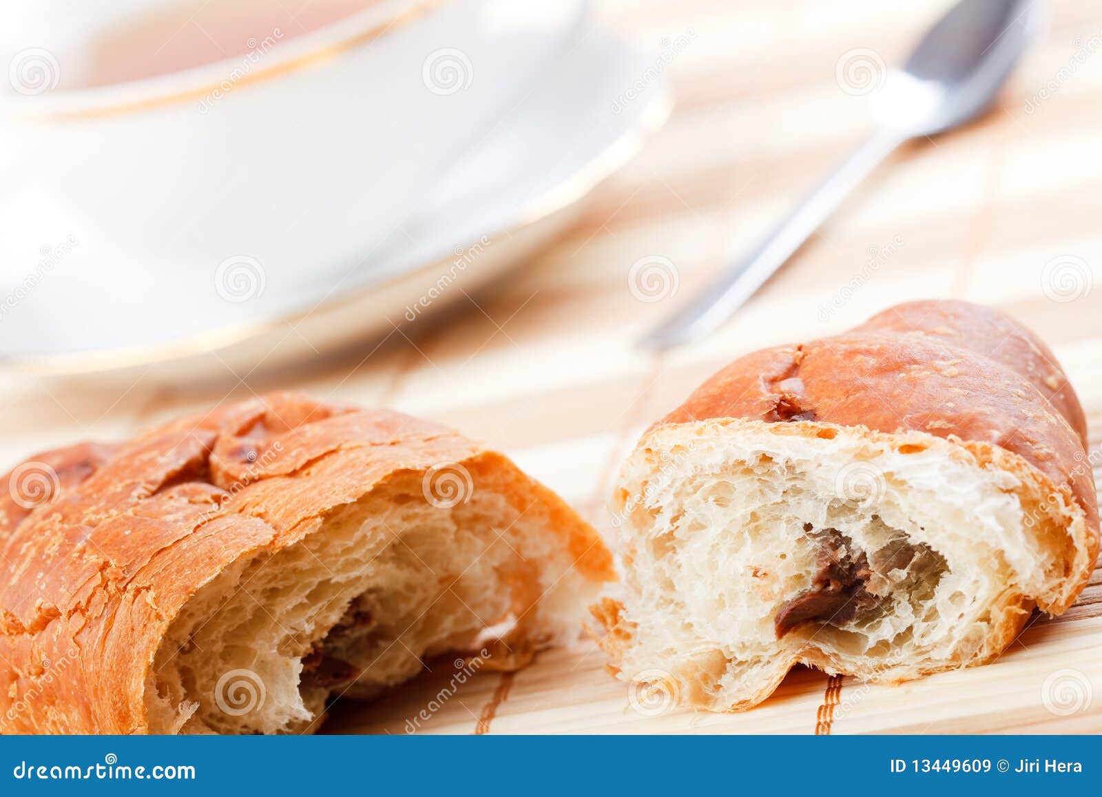 Croissant and tea stock image. Image of close, healthy - 13449609