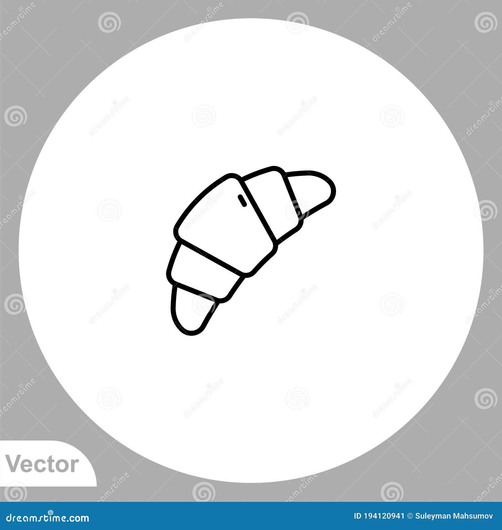 Croissant Vector Icon Sign Symbol Stock Vector - Illustration of ...