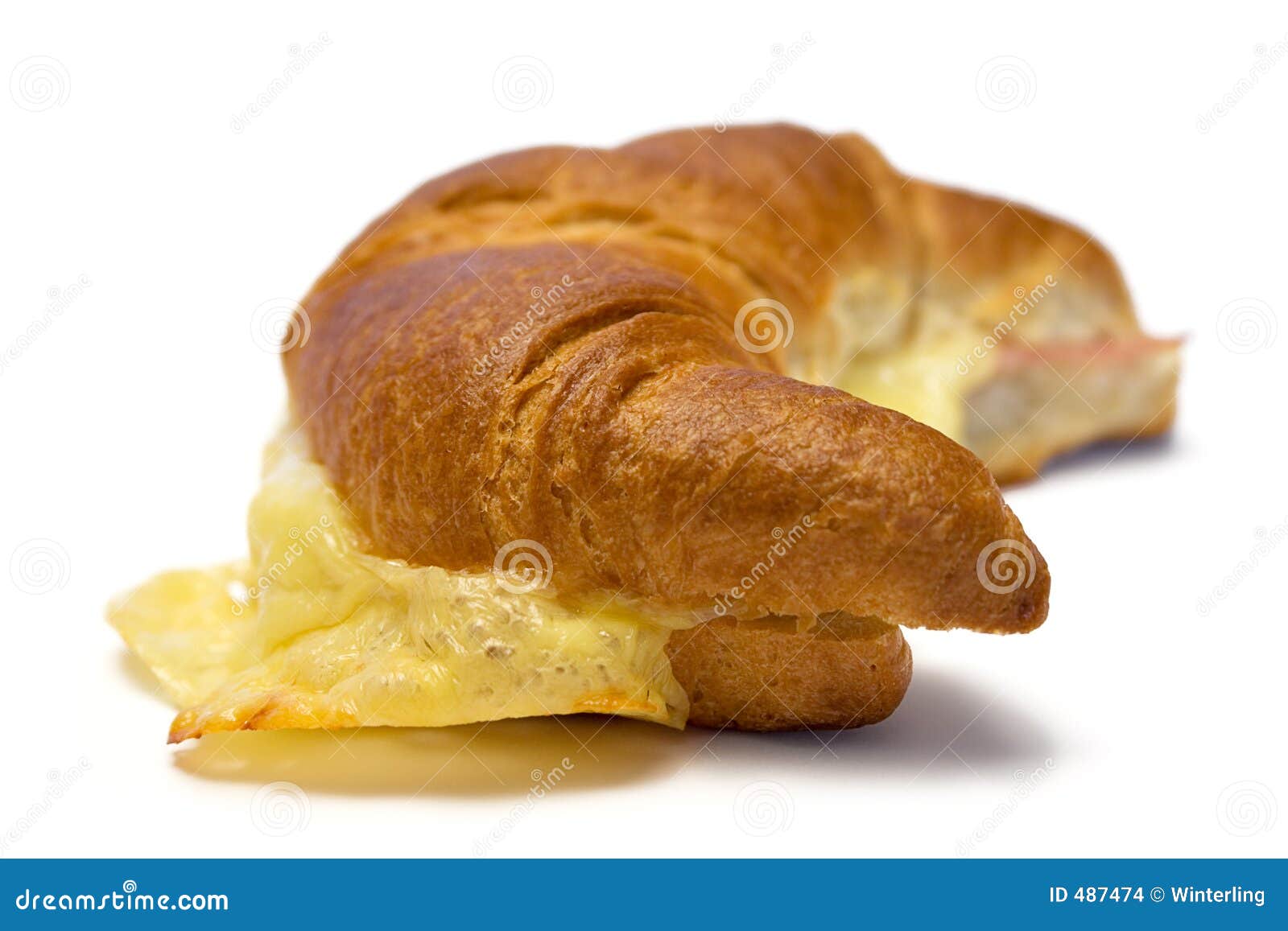 Croissant W/ Ham and Cheese (Side View) Stock Photo - Image of eating ...