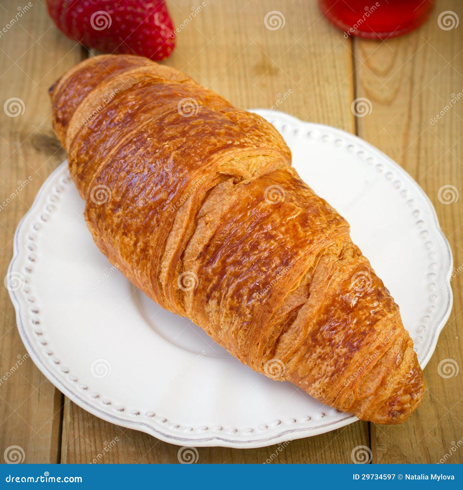 Croissant on the plate stock image. Image of sweet, white - 29734597