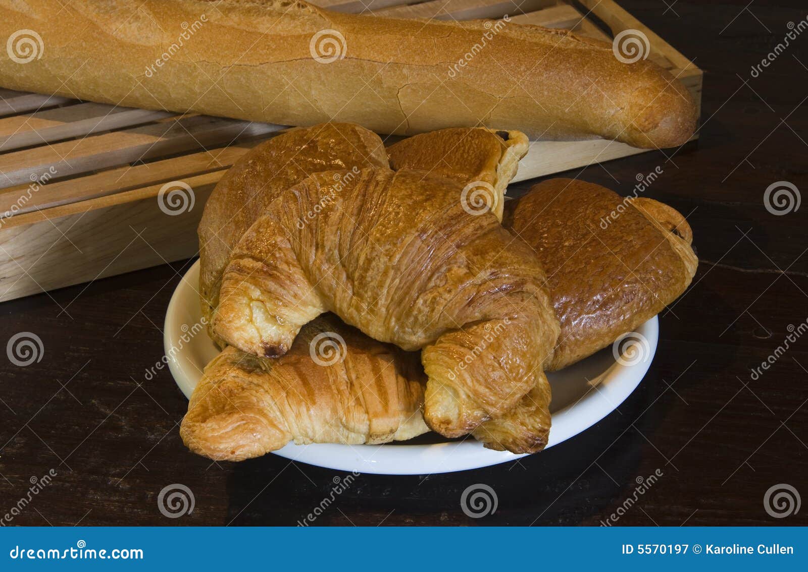 Croissants and Baguette stock image. Image of crusty, patisserie - 5570197