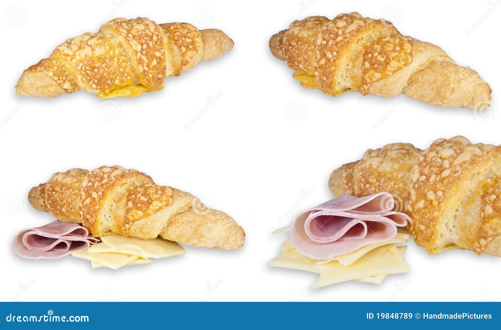 Croissants Con El Jamón Y El Queso Imagen de archivo - Imagen de corte ...