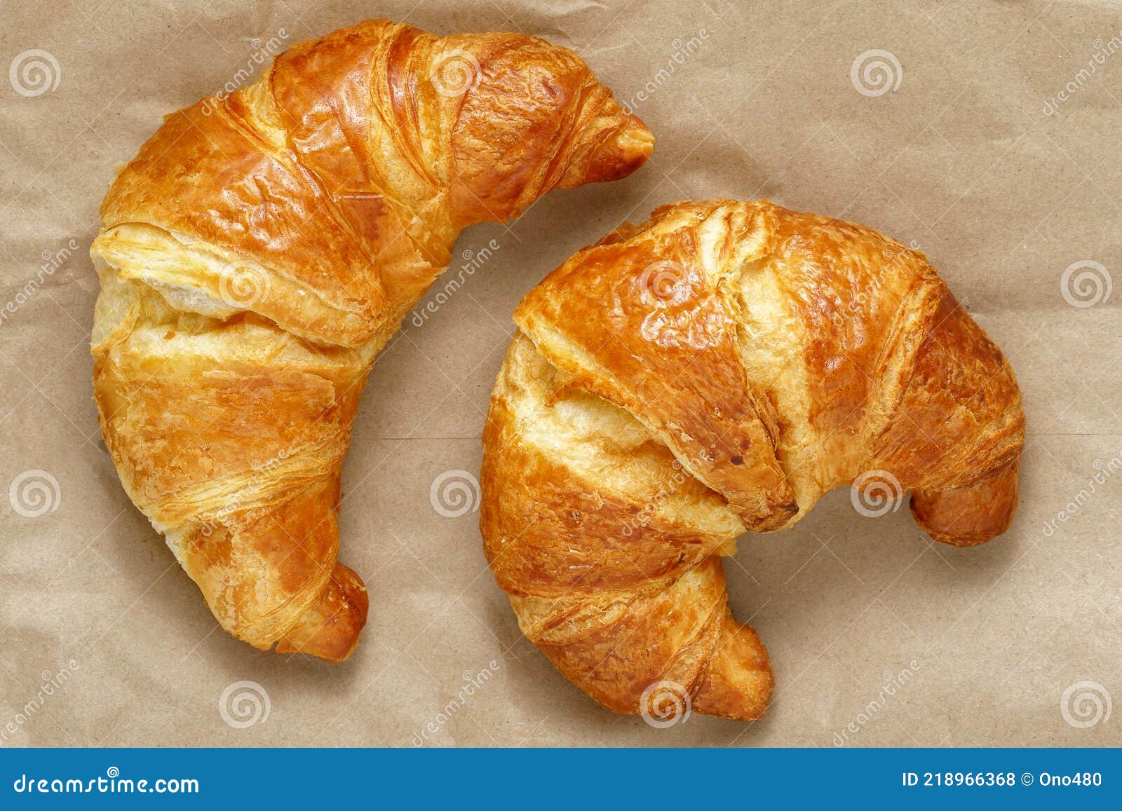 Croissants on Craft Paper. Top View. Stock Photo - Image of craft ...