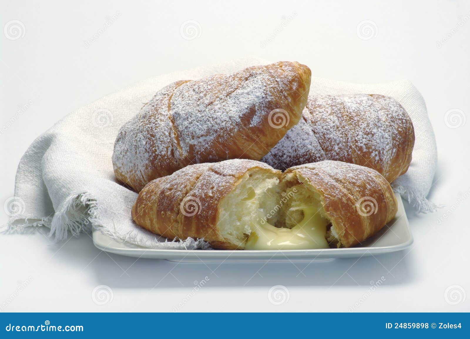 Croissants with cream stock photo. Image of tasty, croissants - 24859898