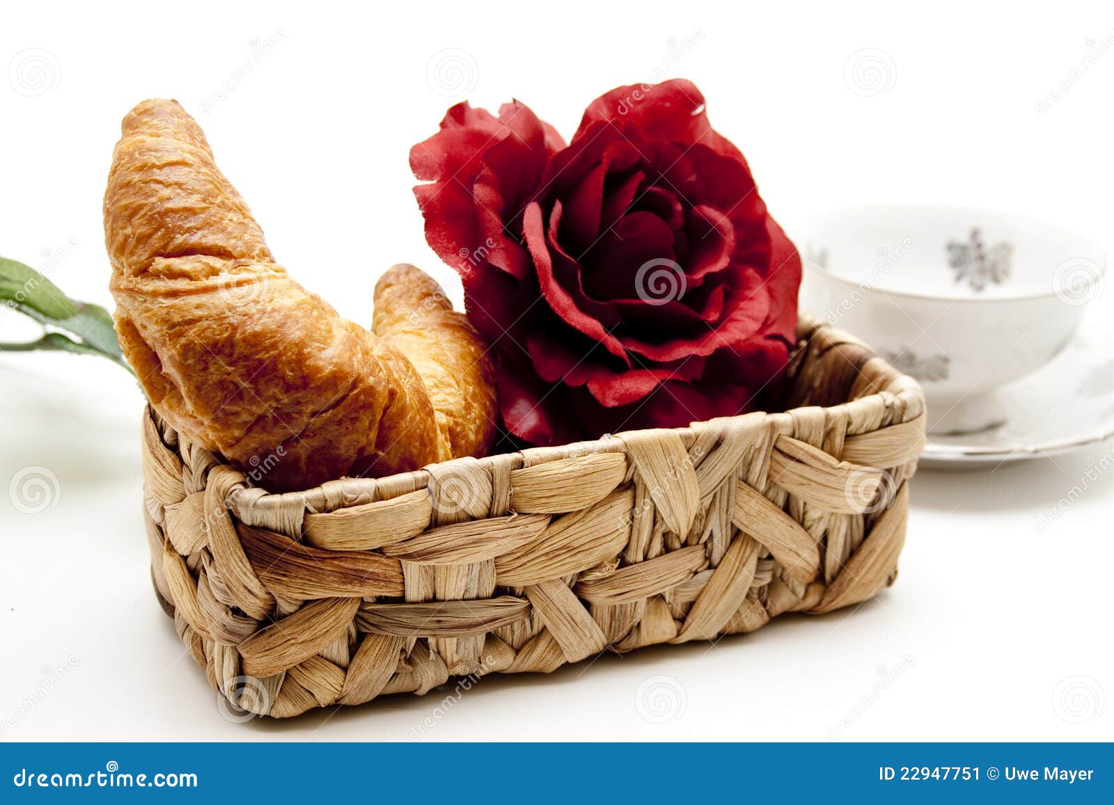 Croissants and Floral Decoration Stock Image - Image of brown, food ...