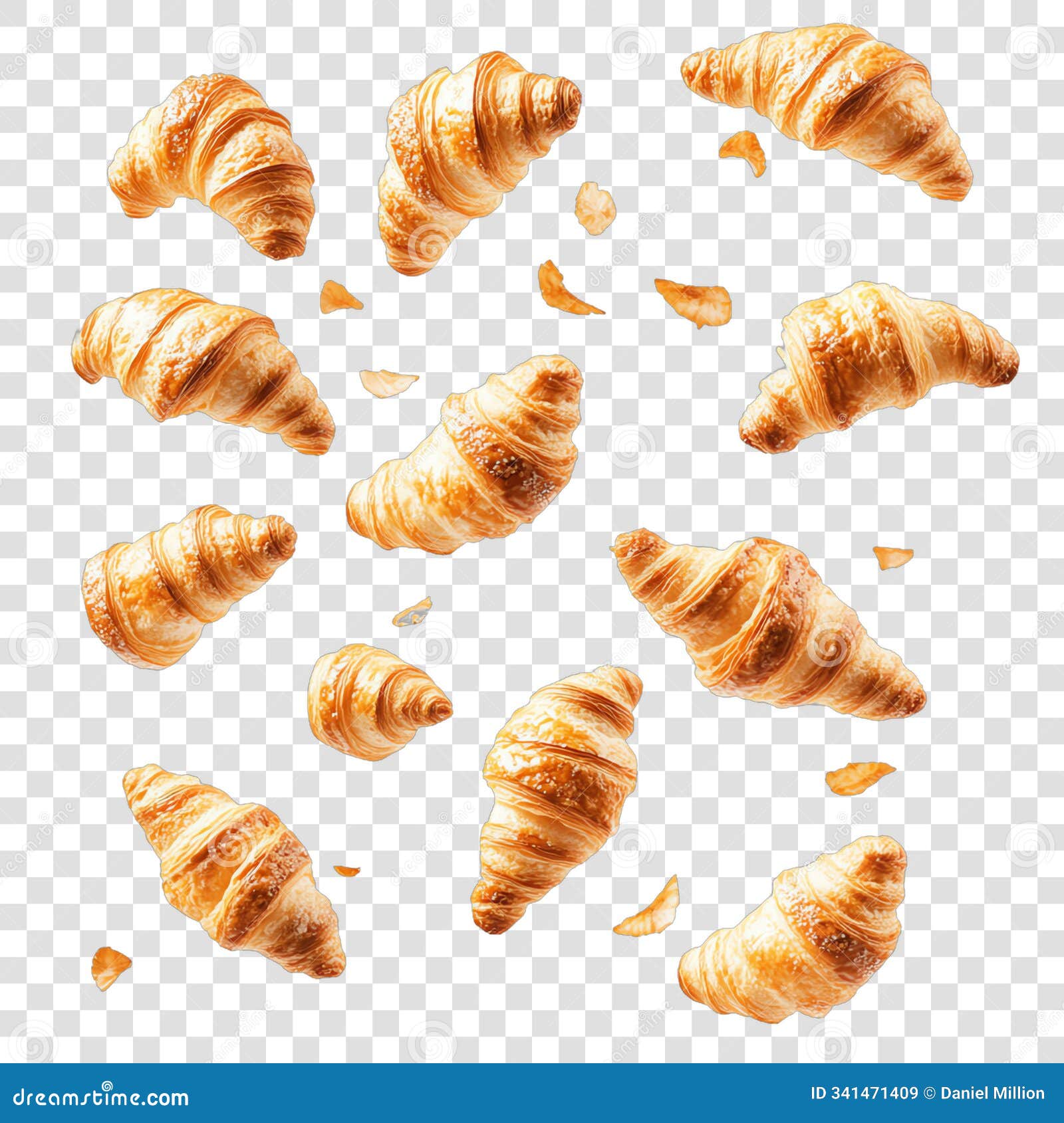 Croissants Fresh Falling in the Air Stock Illustration - Illustration ...