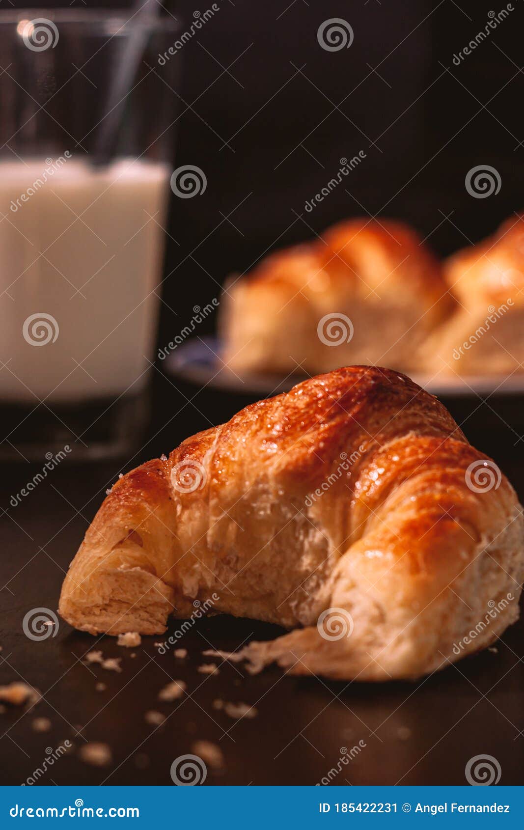 Croissants with a Glass of Milk Stock Image - Image of luxury, meal ...