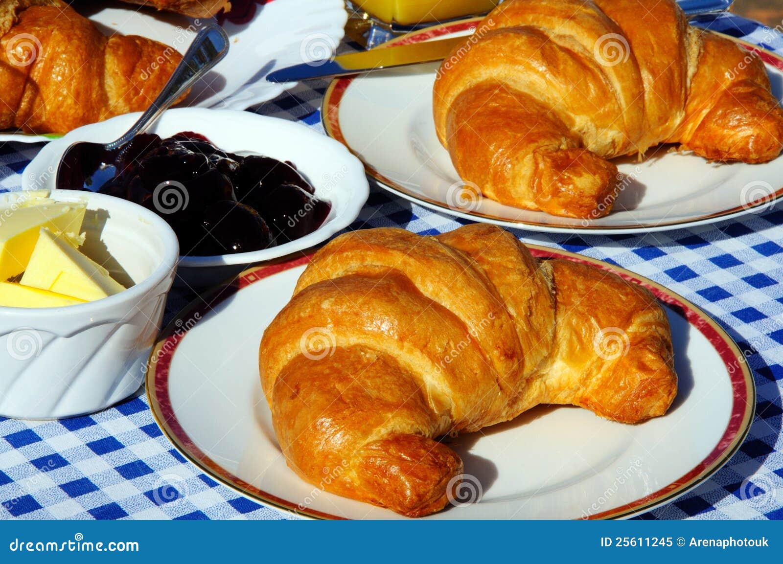 Croissants with Jam and Butter. Stock Image - Image of andalucia ...