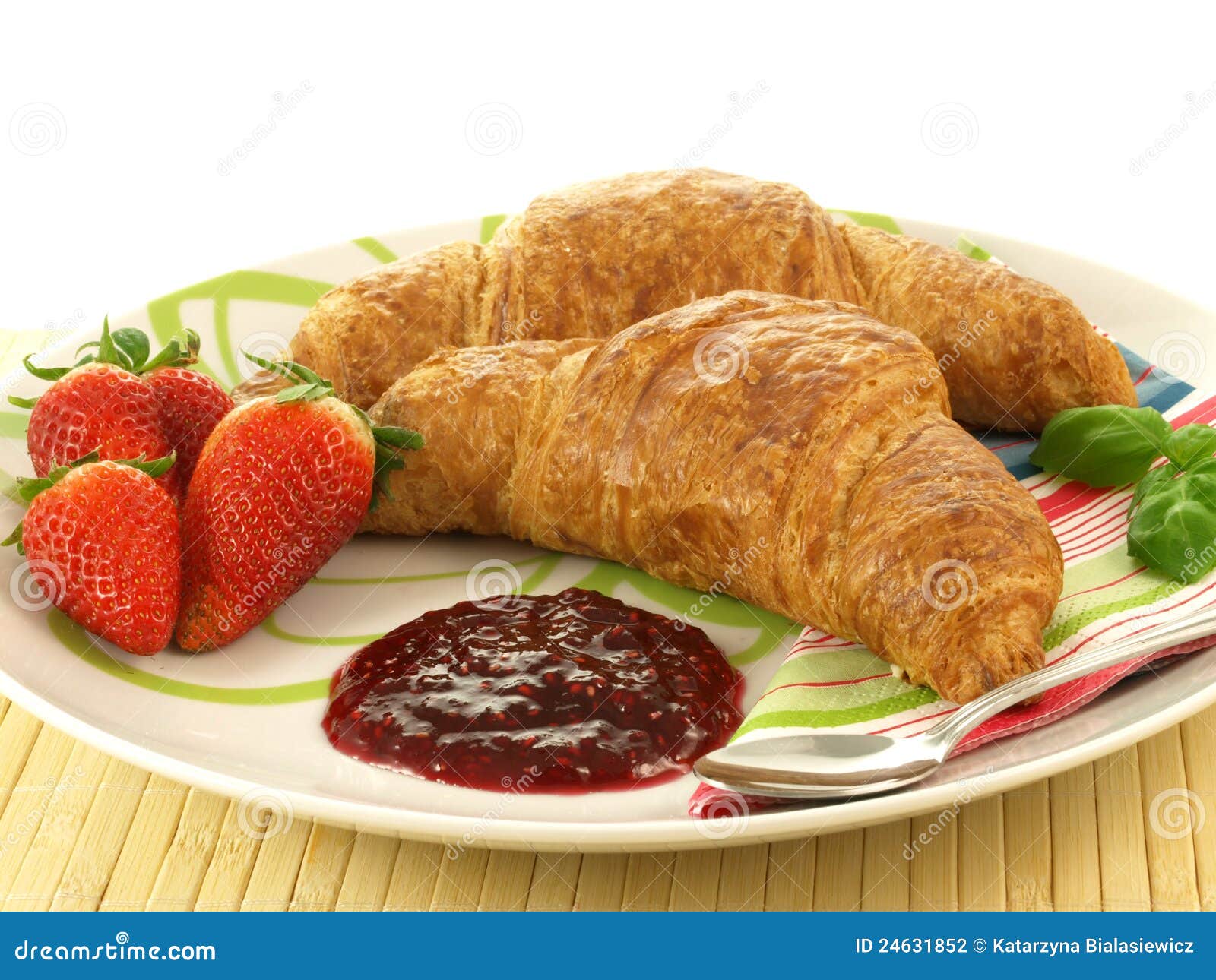Croissants with Jam, Isolated Stock Photo - Image of napkin, bake: 24631852