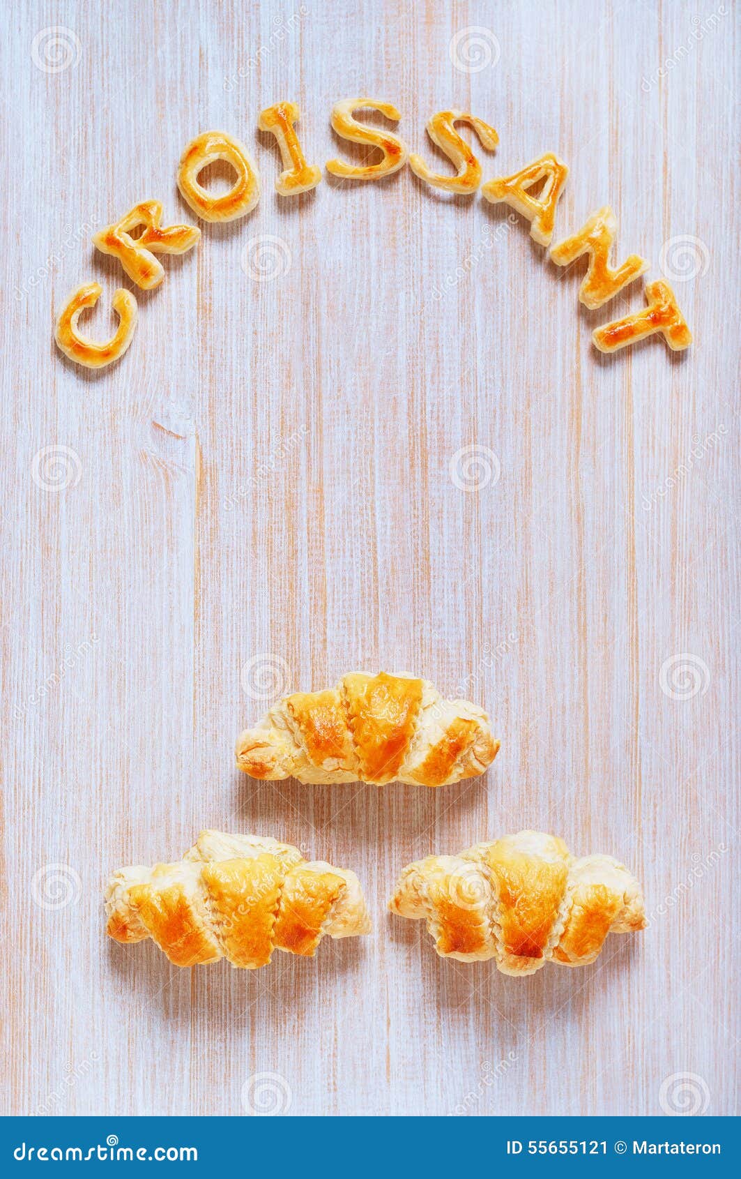 Croissants and Letters of Dough on the Table Stock Image - Image of ...