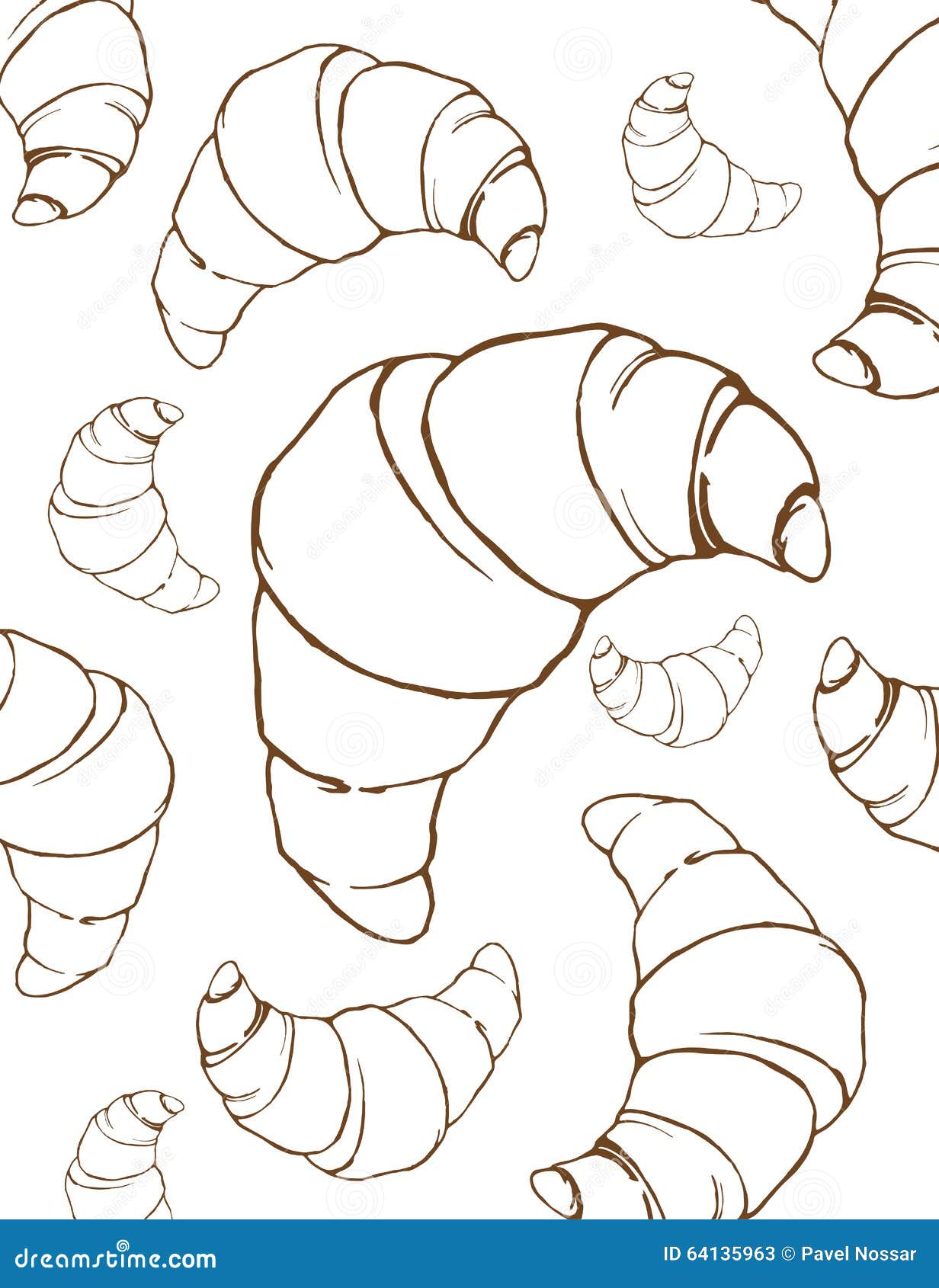 Croissants Linear Drawing Background Stock Vector - Illustration of ...