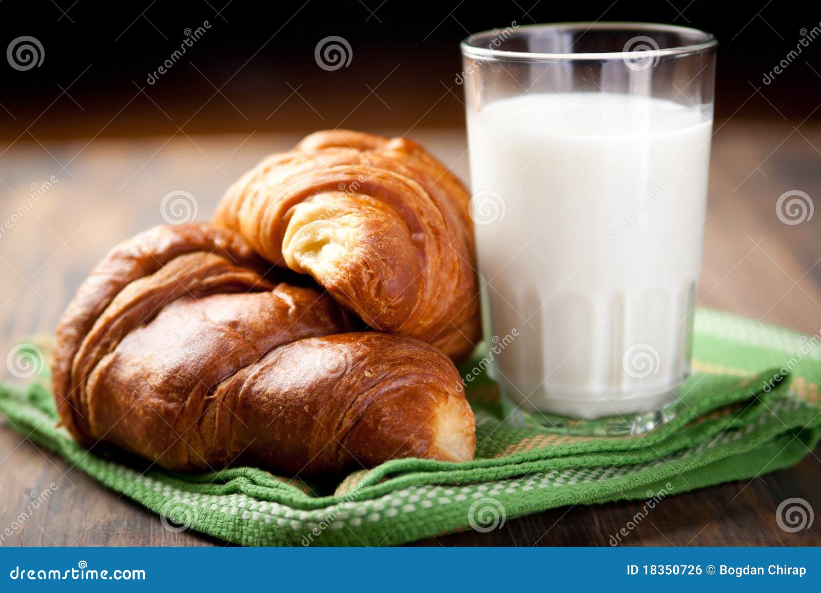 Croissants and milk stock photo. Image of dough, buttery - 18350726