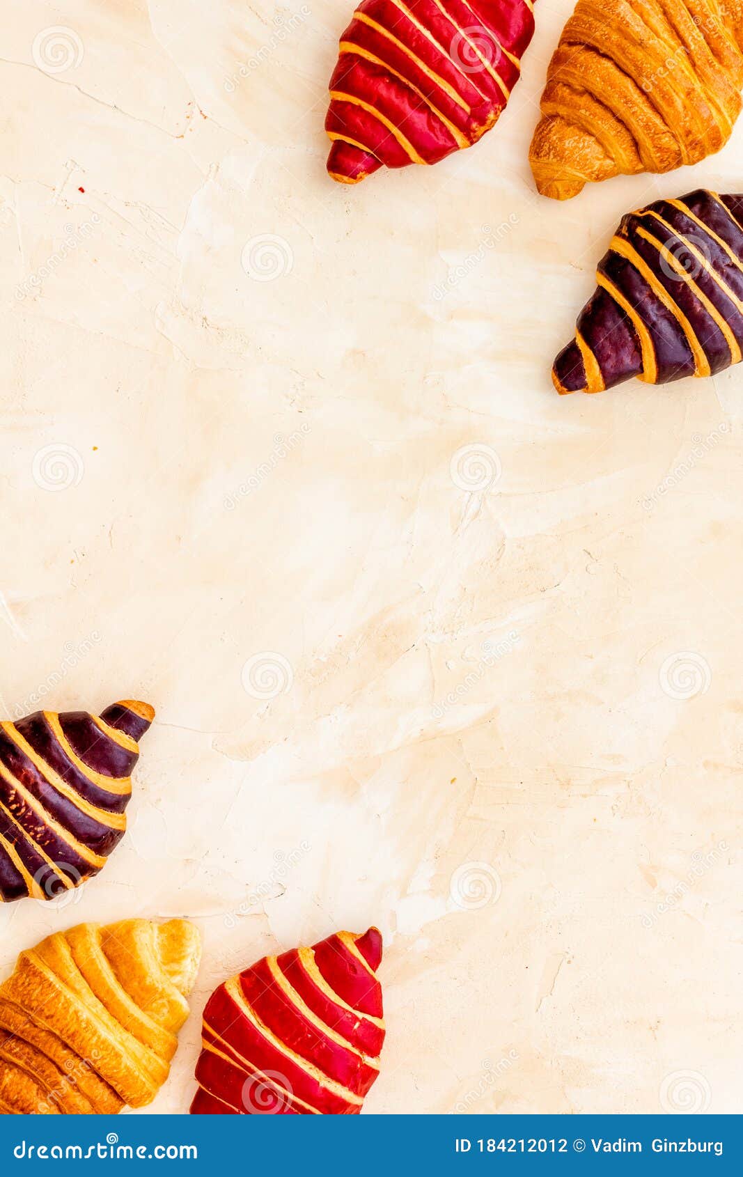 Croissants Set - Pattern and Frame. Pastries Top View Stock Photo ...