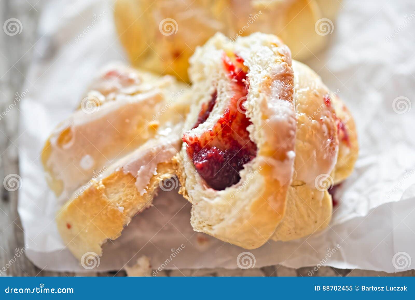 Croissants with Strawberry Jam Stock Image - Image of breakfast, filled ...