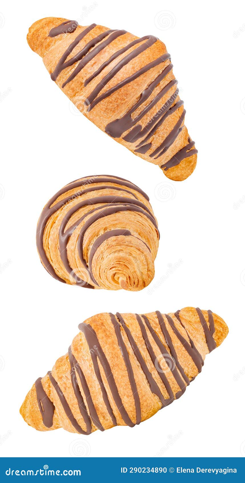 Croissants Three Pieces, Falling, Hanging, Flying, Soaring, Isolated on ...