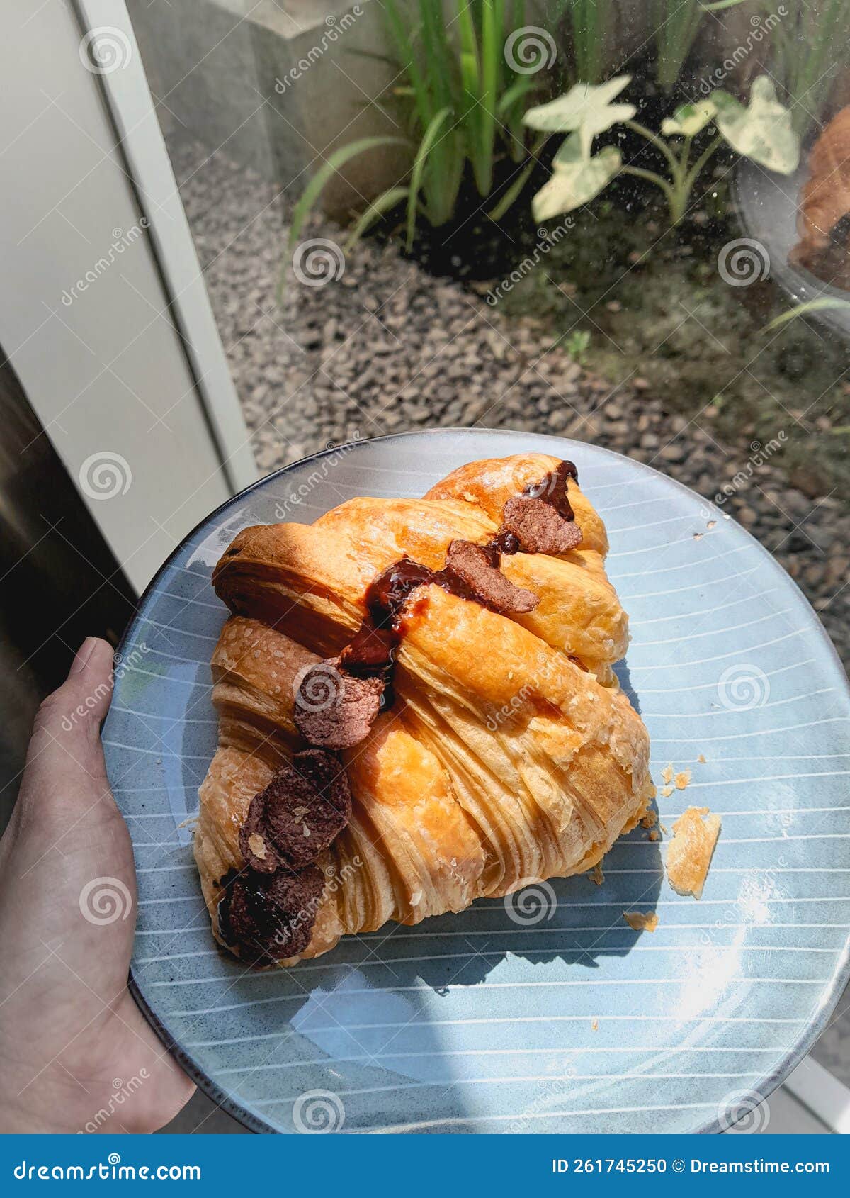 Croissants Topping with Choco Chips Stock Photo - Image of breakfast ...