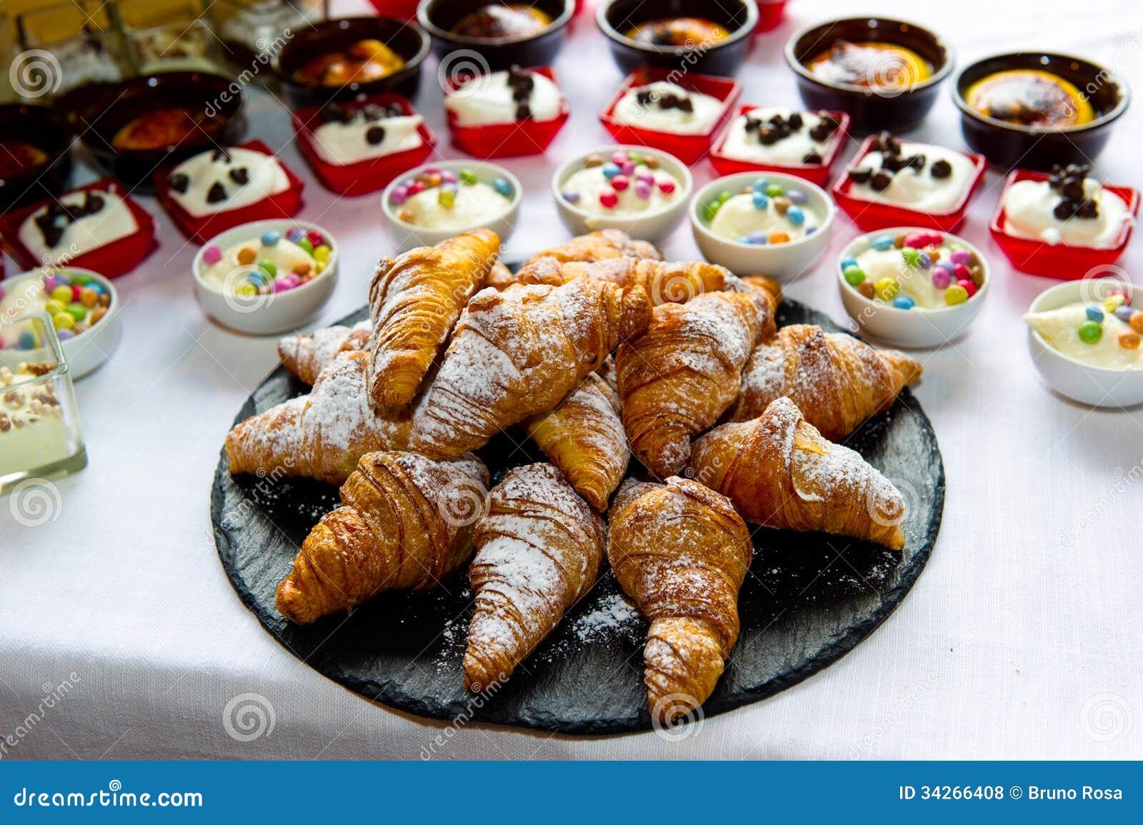 Croissants on white table stock photo. Image of drink - 34266408