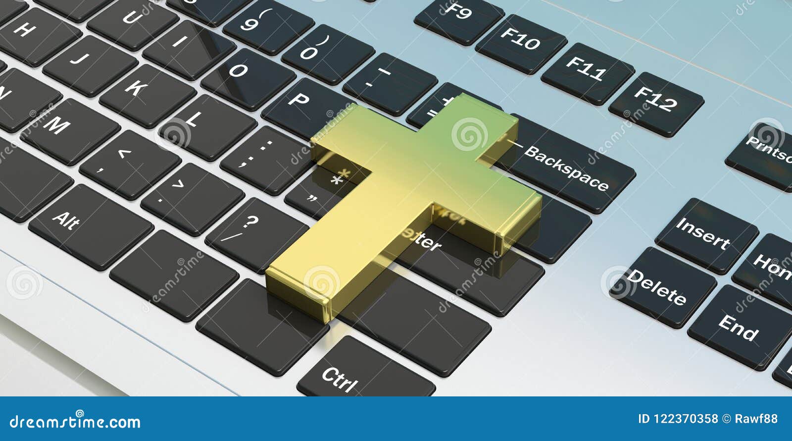 Croix D'or Sur Le Clavier D'ordinateur Portable D'ordinateur ...