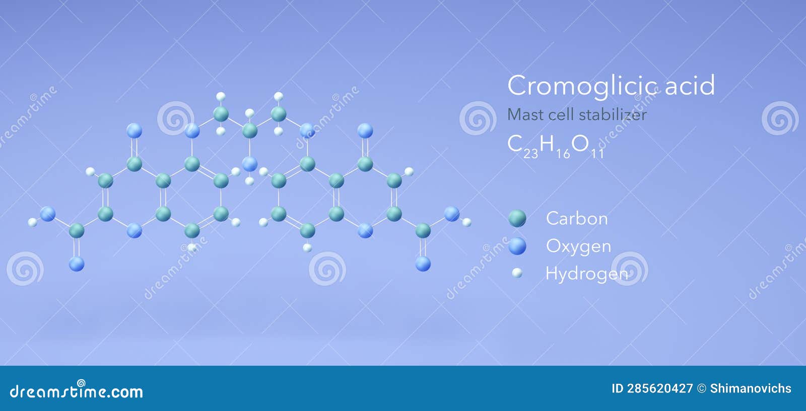 Cromoglicic Acid Molecule, Molecular Structures, Antiallergic Agent, 3d ...