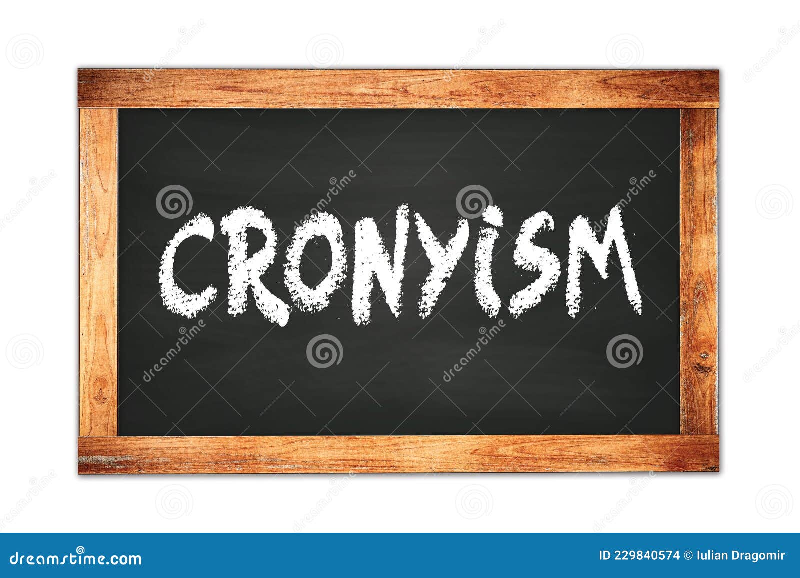 CRONYISM Text Written on Wooden Frame School Blackboard Stock ...