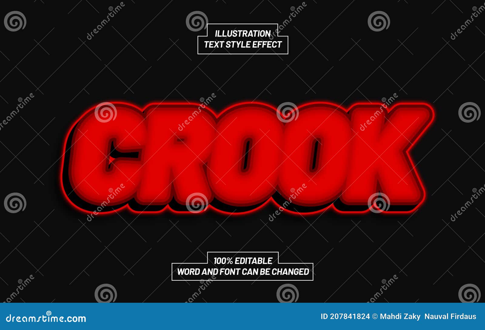 Crook Modern Text Style Effect Stock Vector - Illustration of flat ...