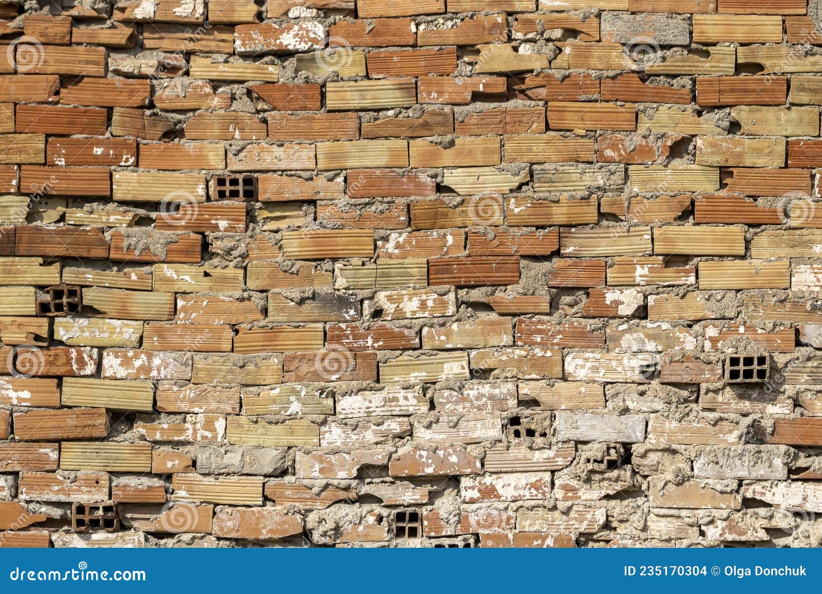 Crooked brick wall texture stock photo. Image of slanted - 235170304