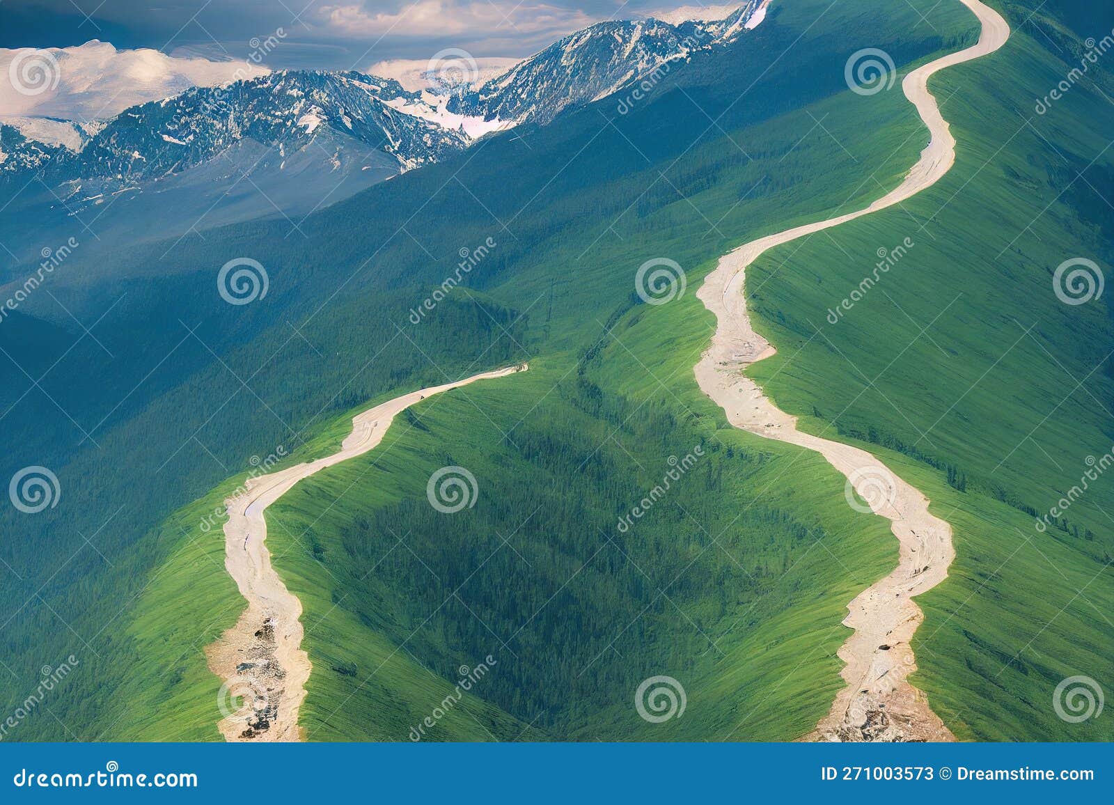 Crooked Empty Road Beyond Horizont Surrounded by Green Fells Stock ...