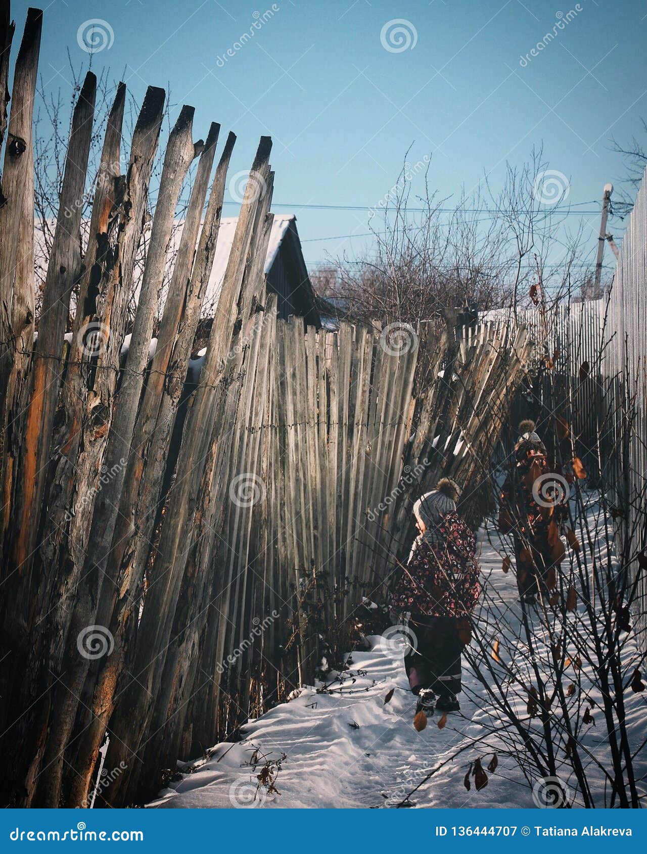 Crooked fence stock image. Image of village, fence, winterinrussia ...