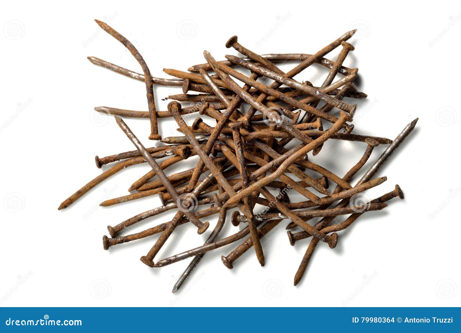 Crooked and rusty nails stock photo. Image of abstract - 79980364
