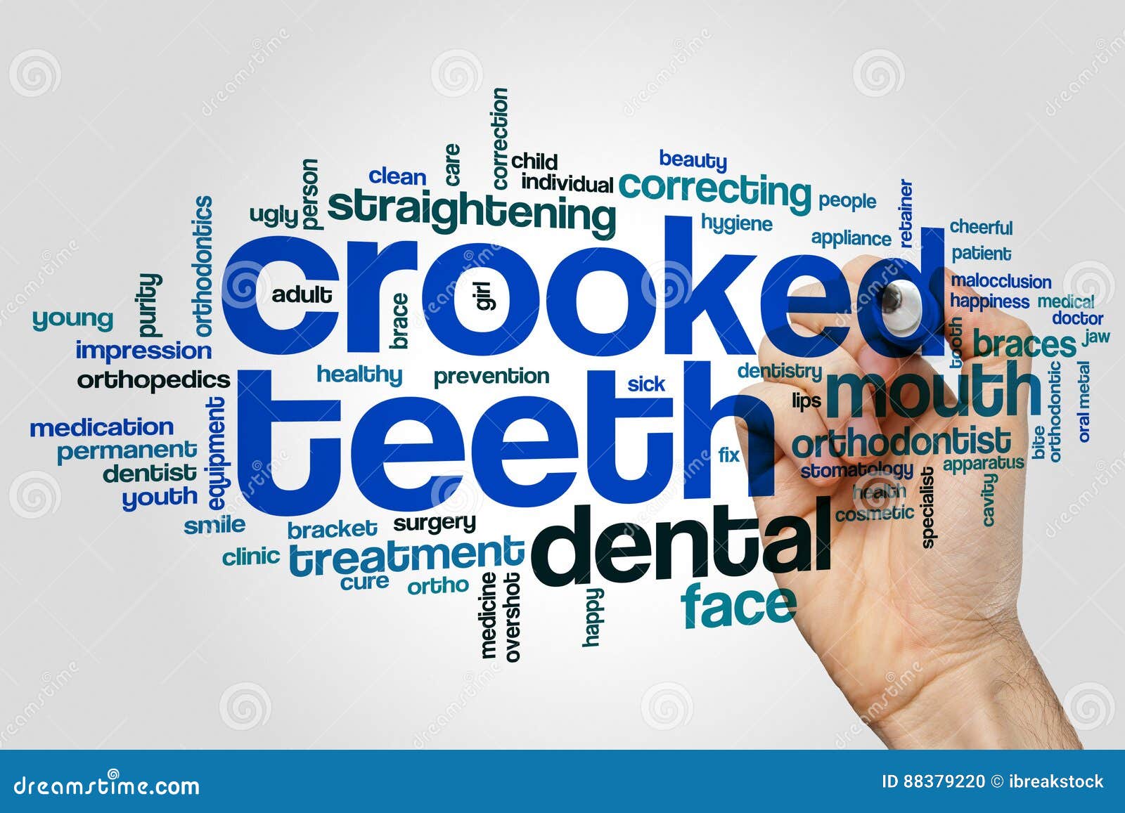 Crooked teeth word cloud stock photo. Image of beauty - 88379220