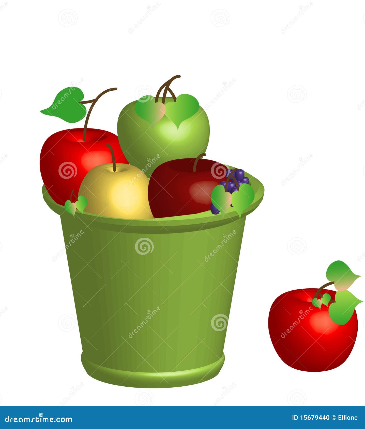 Crop of apples in a bucket stock vector. Illustration of energy - 15679440
