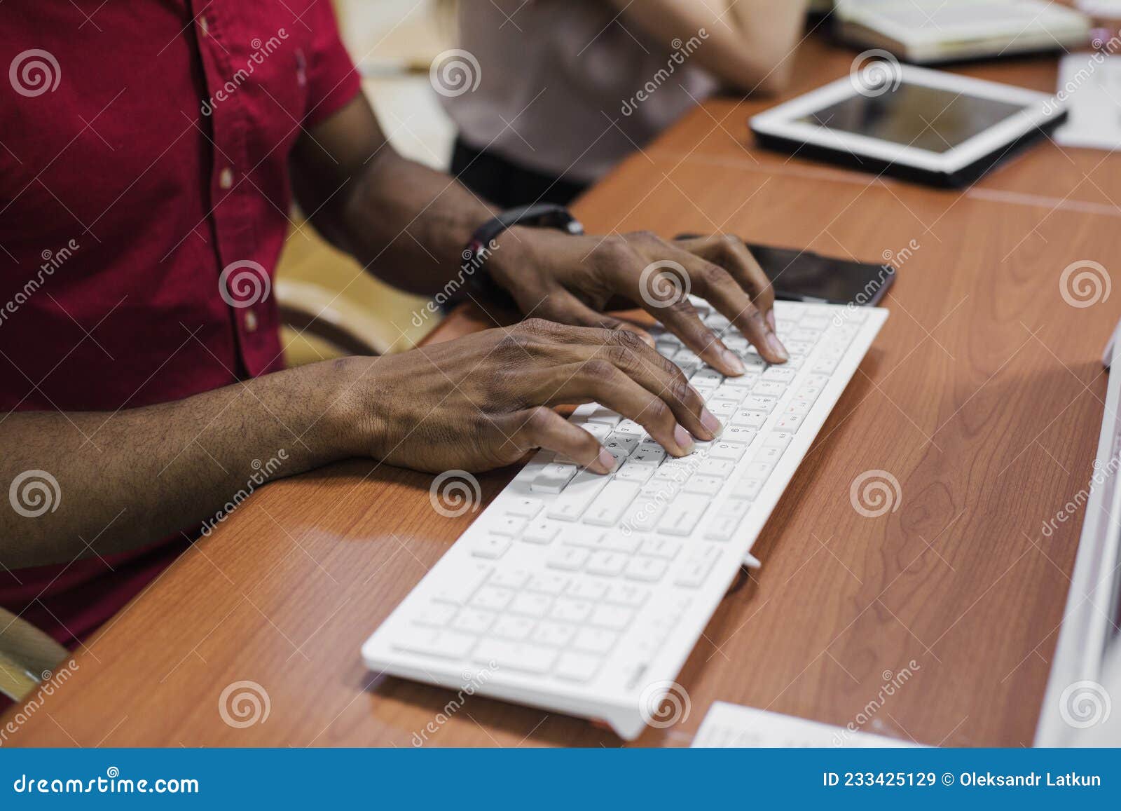 Crop Black Man Typing Keyboard. High Quality Photo Stock Image - Image ...
