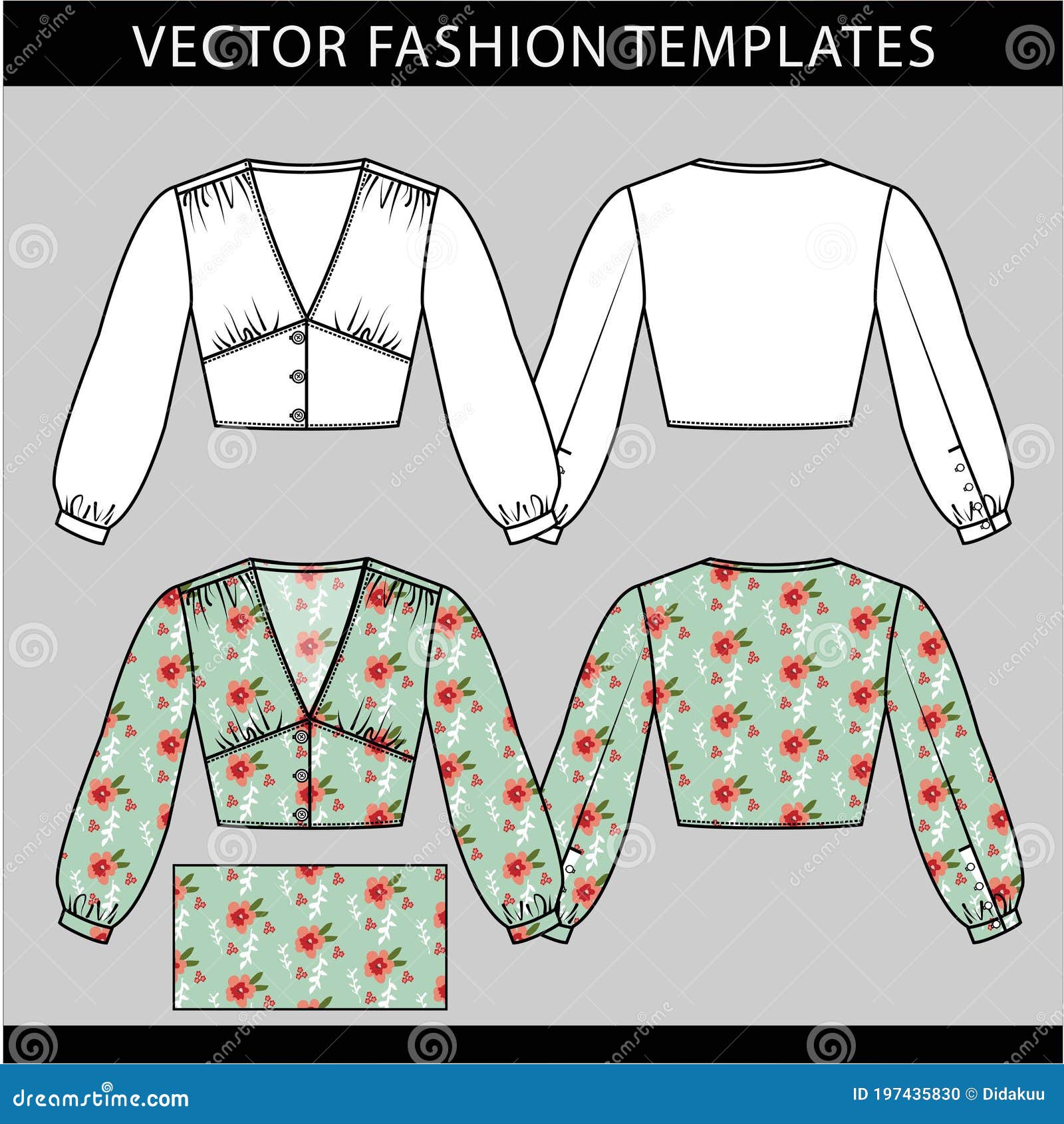 Illustration of Crop Top Front and Back View. Stock Vector ...