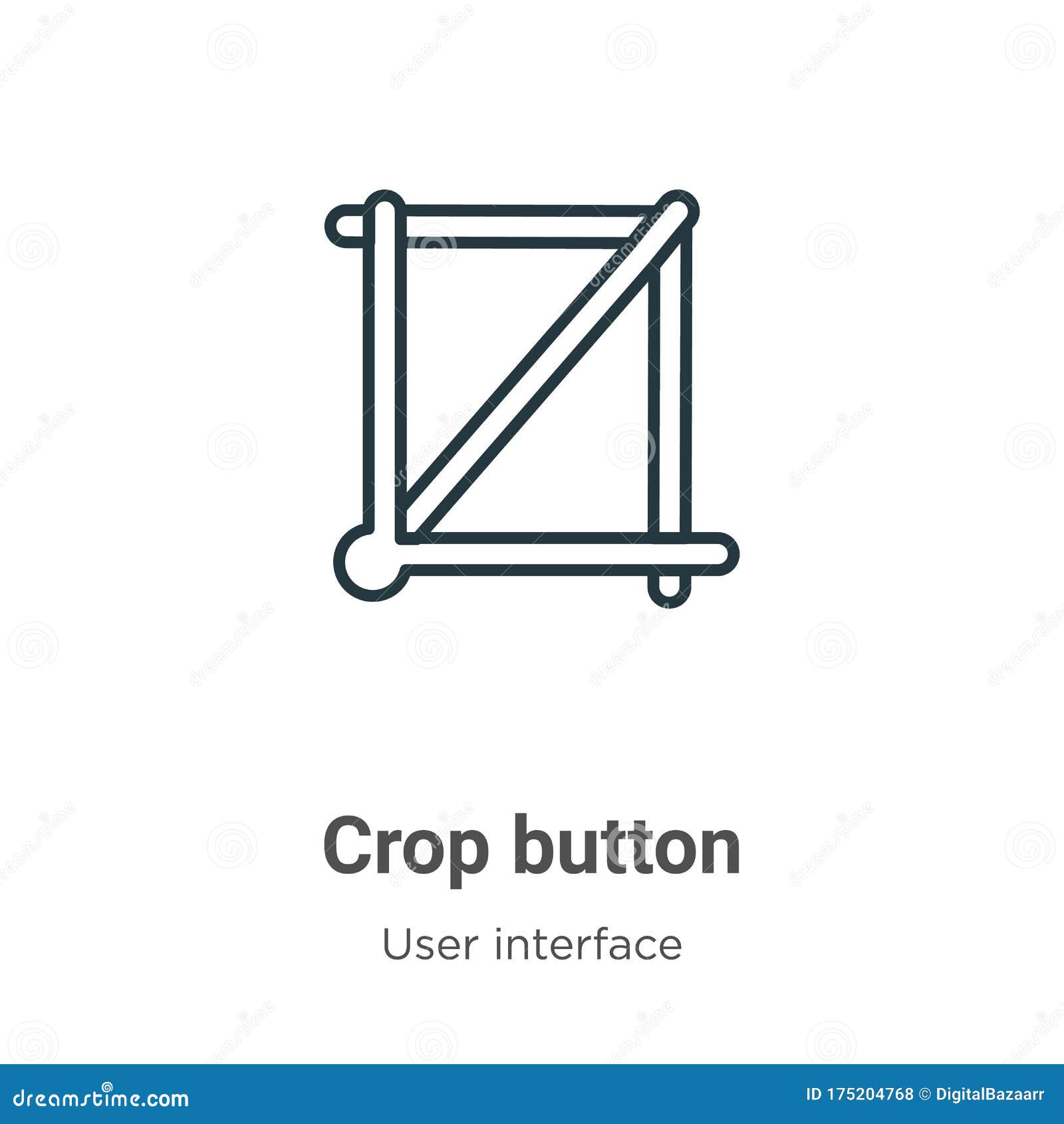 Crop Button Outline Vector Icon. Thin Line Black Crop Button Icon, Flat ...