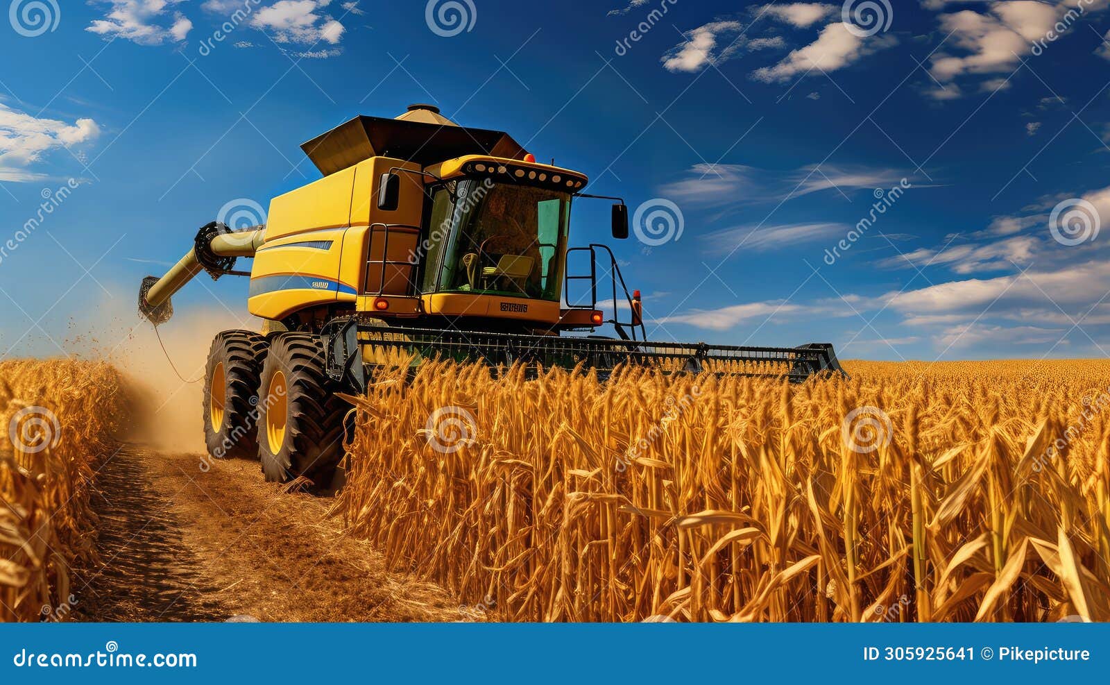 Crop Combining Corn Royalty-Free Cartoon | CartoonDealer.com #305925641