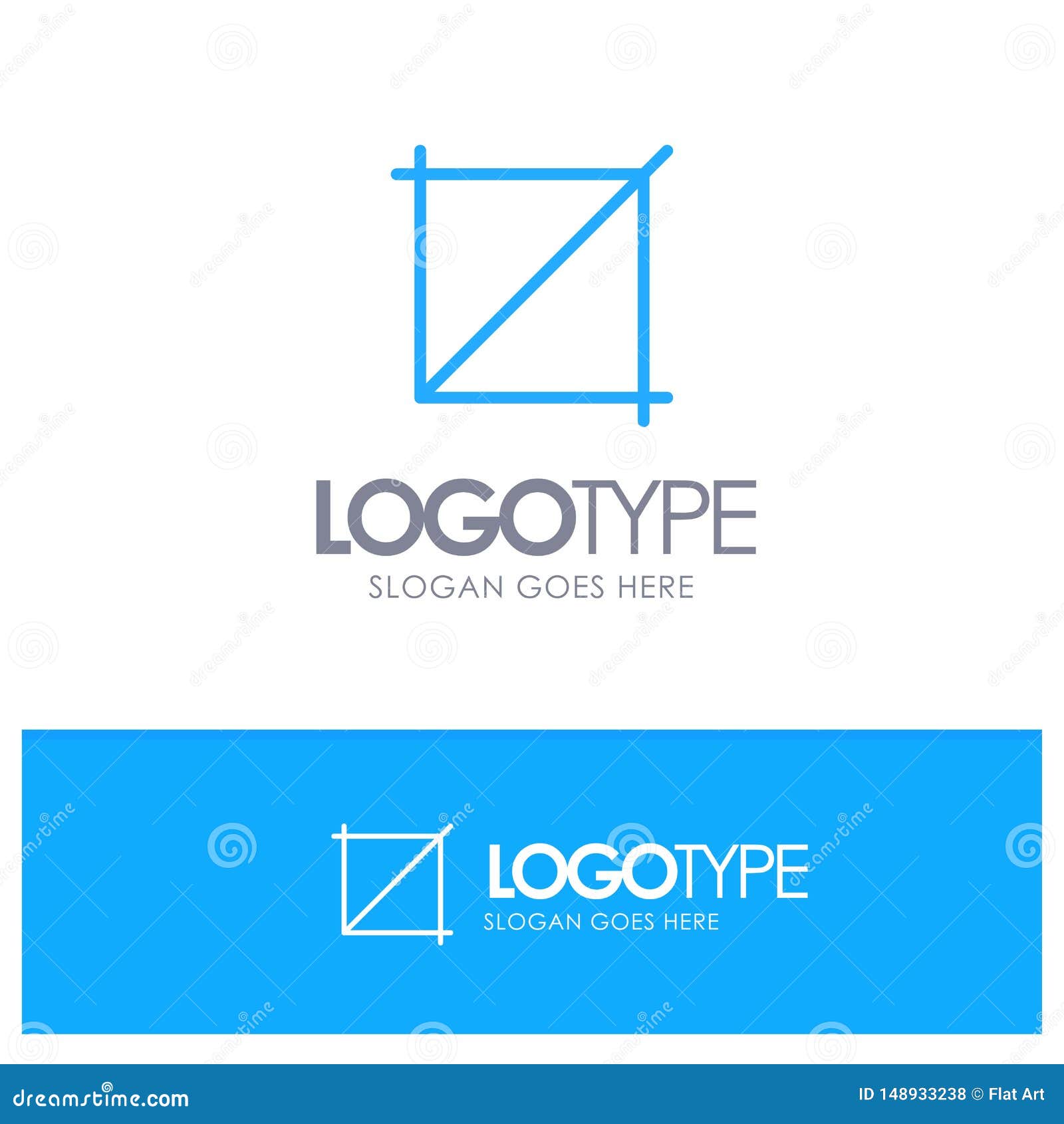 Crop, Design, Tool Blue Outline Logo Place for Tagline Stock Vector ...