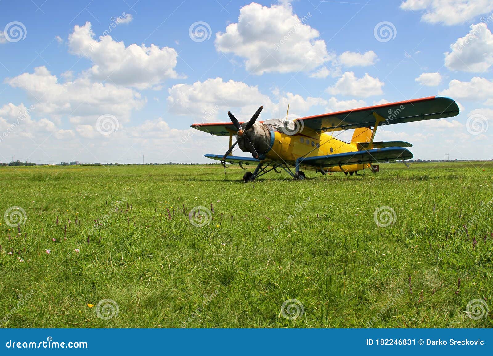 Crop Duster Airplane on Airfield Stock Image - Image of airfield ...