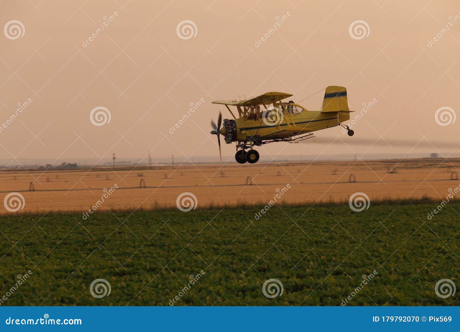 A Crop Duster Aircraft Against a Sunrise Sky.. Stock Photo - Image of ...