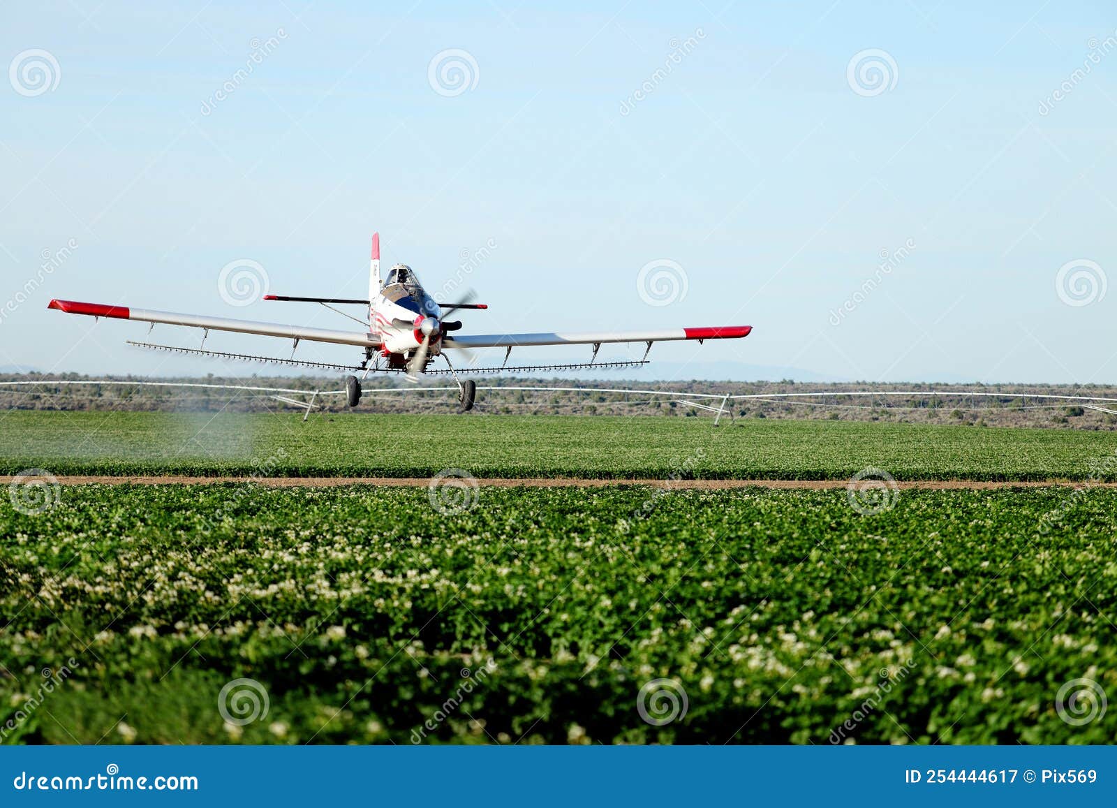 An Aerial Crop Duster in Action Stock Image - Image of pollution, work ...