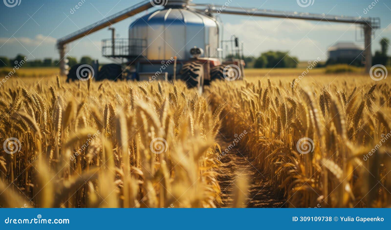 Crop Farming Farming Farm Grain Grain Field with Silos Stock Photo ...
