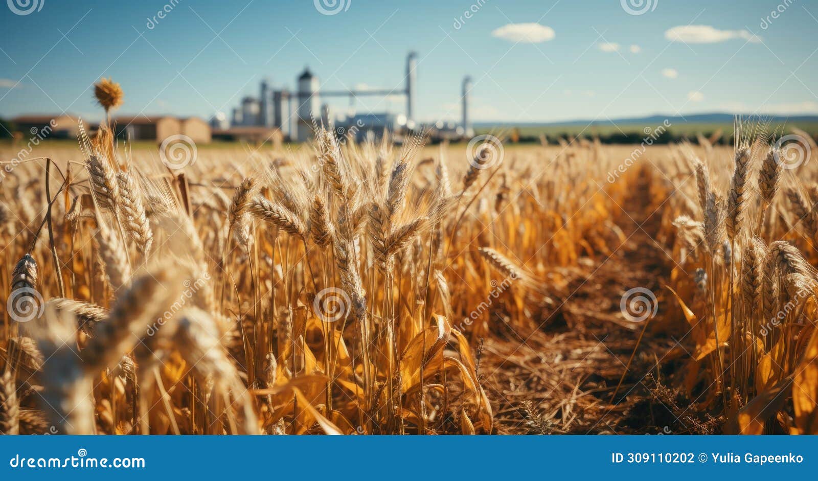Crop Farming Farming Farm Grain Grain Field with Silos Stock Photo ...