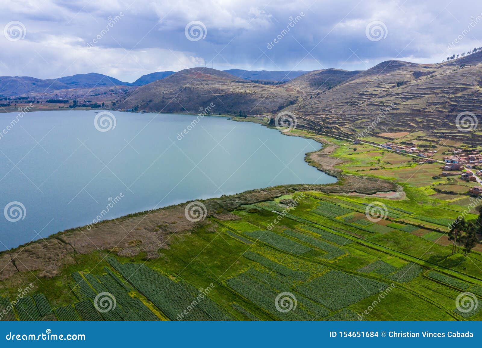 Crop Fields in the Peruvian Andes Paca Lake in Junin Stock Photo ...