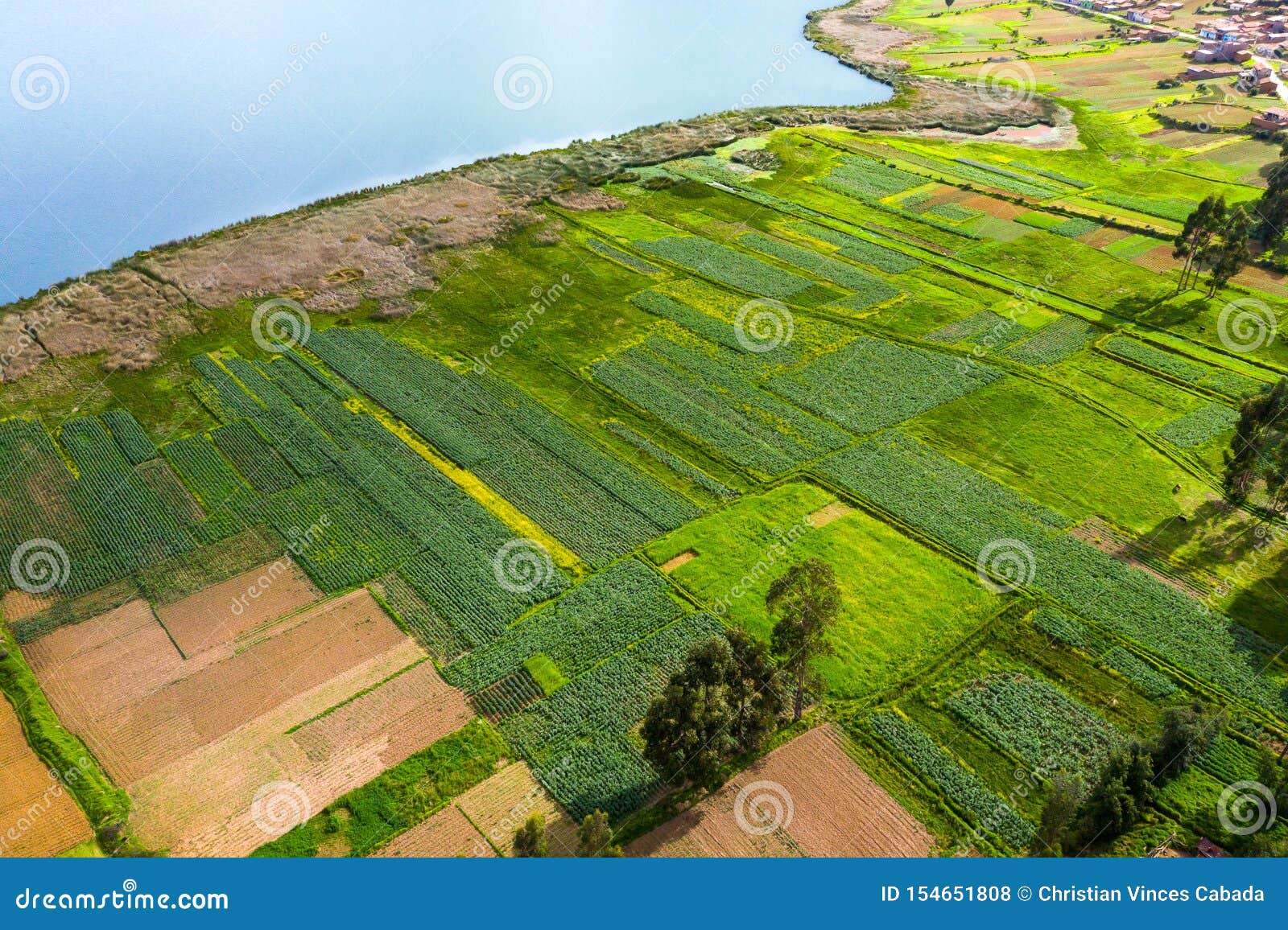 Crop Fields in the Peruvian Andes Paca Lake in Junin Stock Photo ...