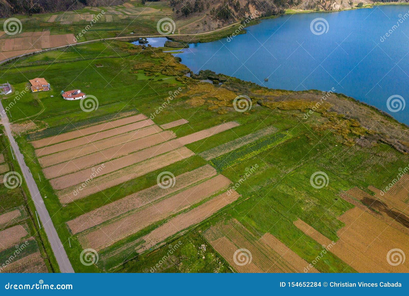 Crop Fields in the Peruvian Andes Paca Lake in Junin Stock Photo ...