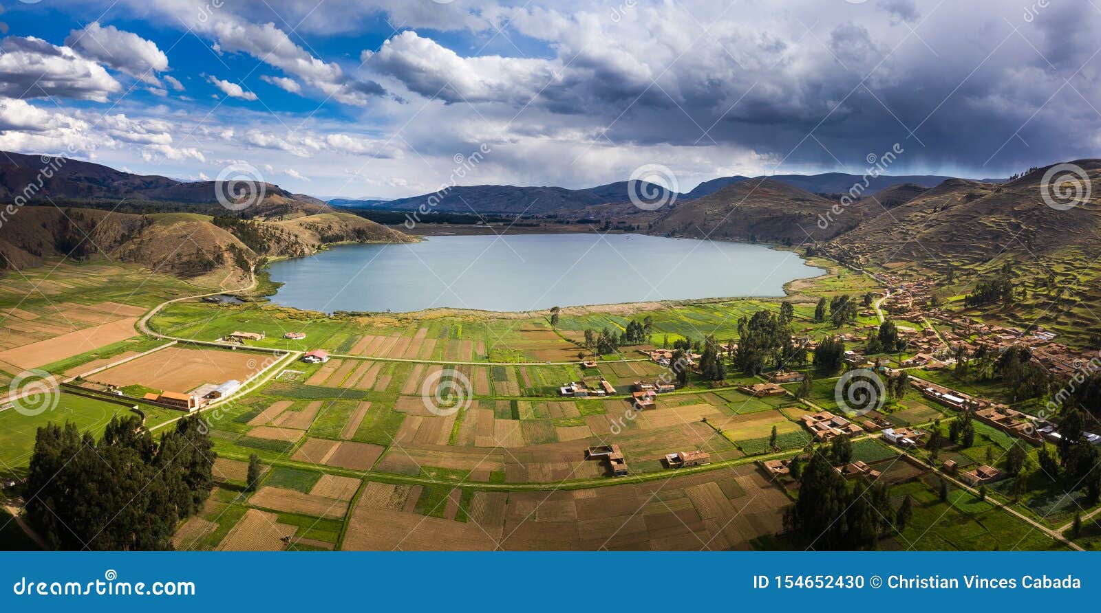 Crop Fields in the Peruvian Andes Paca Lake in Junin Stock Photo ...