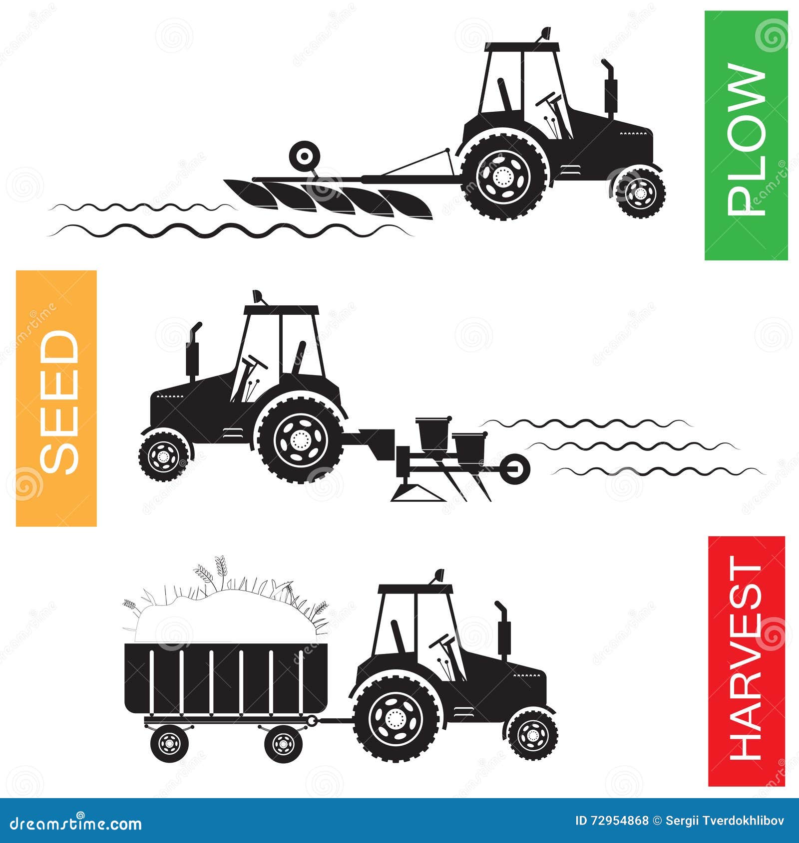 Crop Growing and Harvesting of Agriculture Stock Vector - Illustration ...