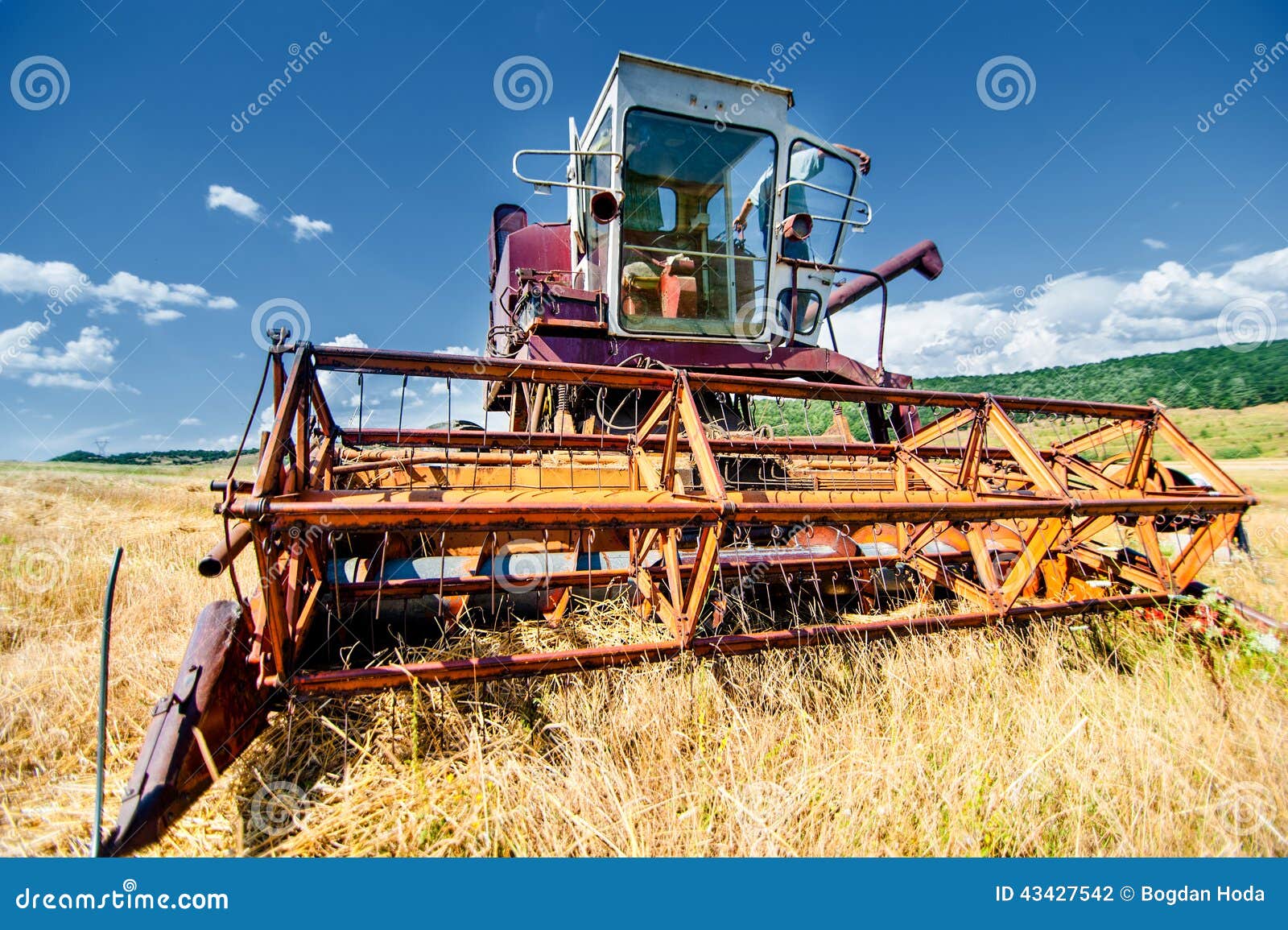 Crop Harvesting at the Field with Professional Harverster Stock Photo ...