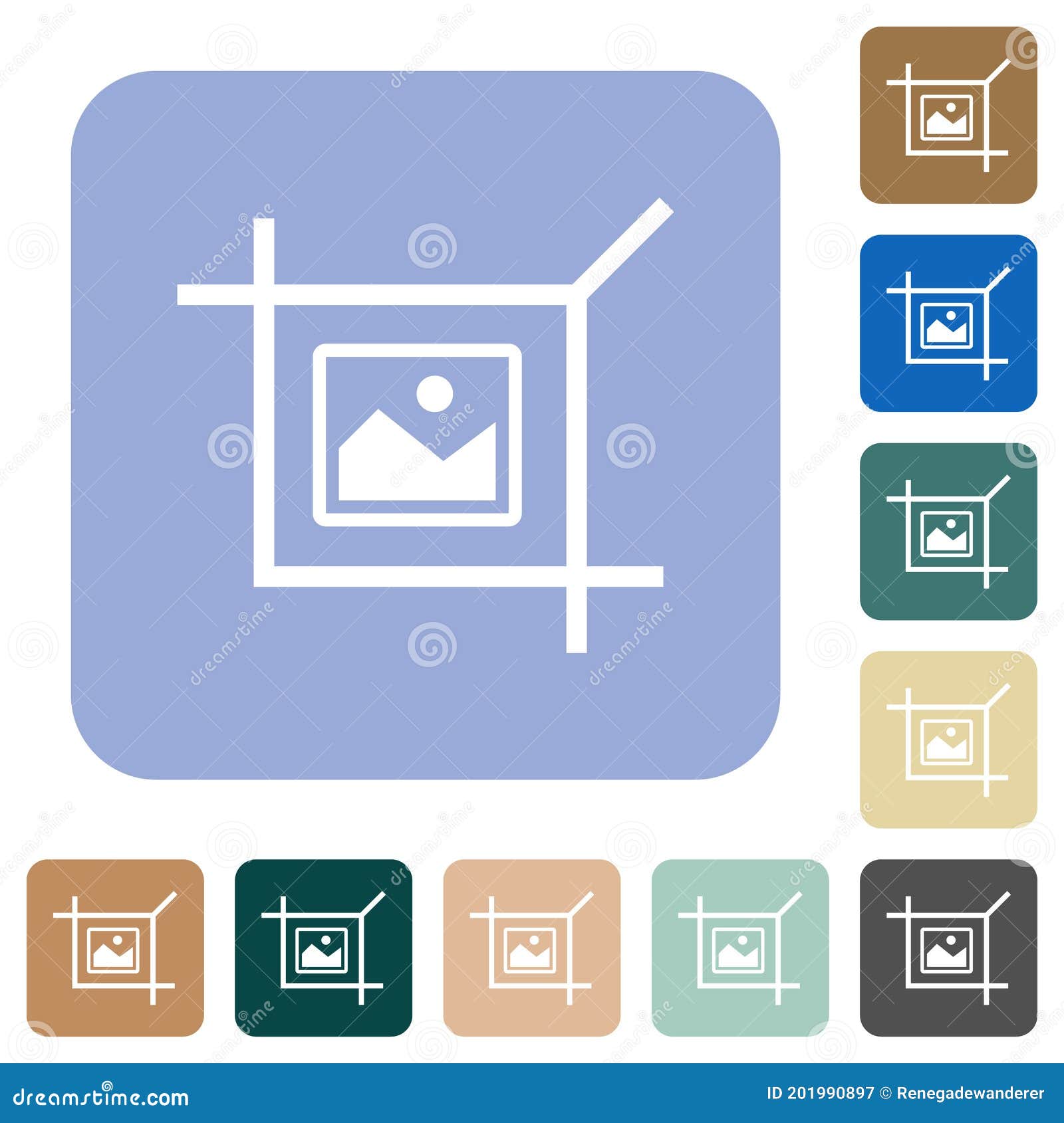 Crop Picture Rounded Square Flat Icons Stock Vector - Illustration of ...