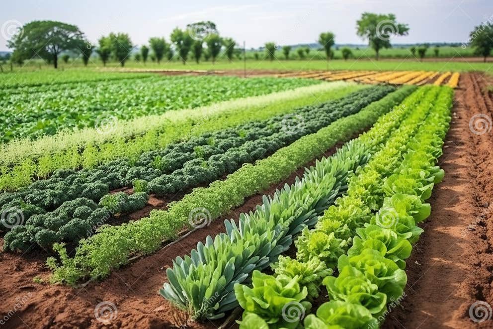 Crop Rotation Field with Different Types of Plants Stock Photo - Image ...